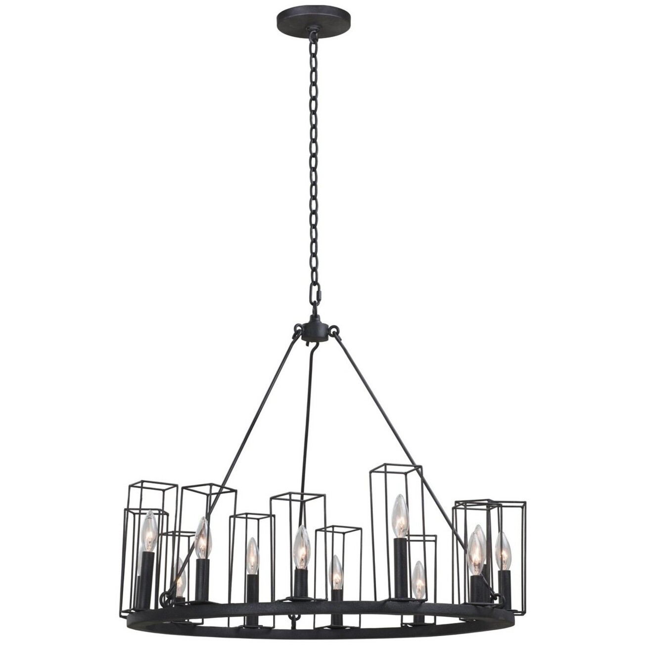 Kalco 507770BI Allston 12 Light 28 inch Black Iron Chandelier Ceiling Light